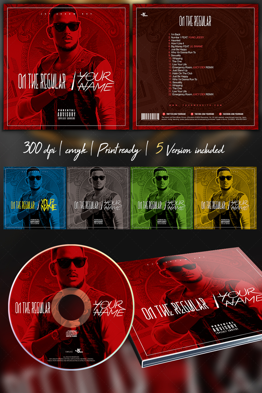 On The Regular Trap CD Mixtape Rap Album Cover Template | 5pixelmarket
